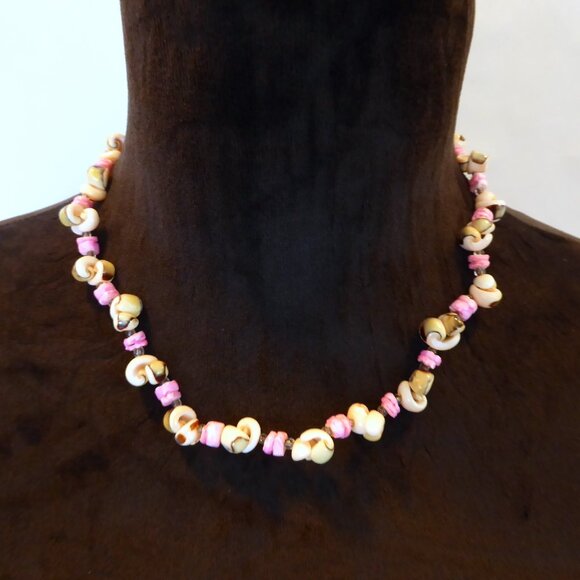 Jewelry | Vintage Hawaiian Pink Spiral Natural Shell Choker Necklace ...